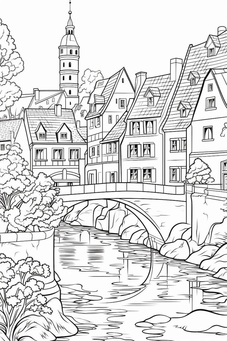 Cities 2- Coloring Pages (5) - Etsy