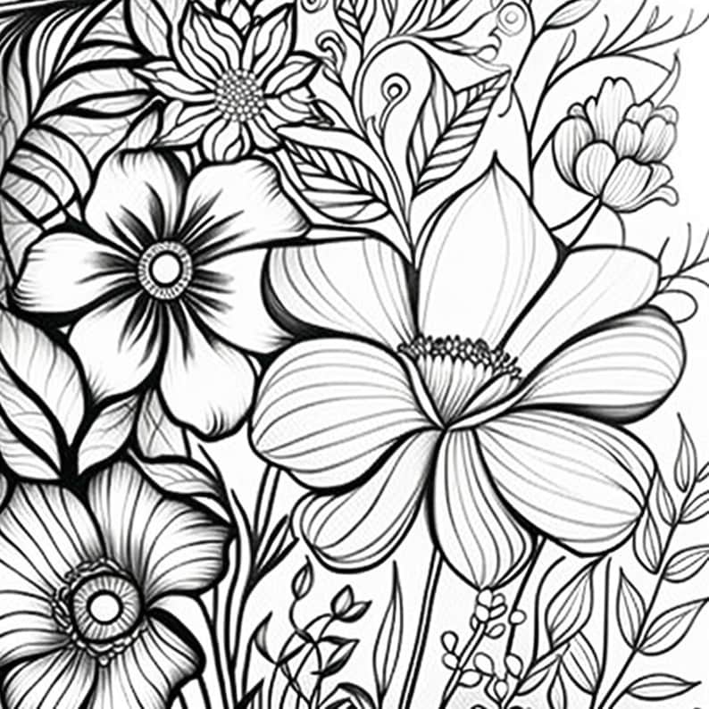 Floral 7- Coloring Pages (5) - Etsy
