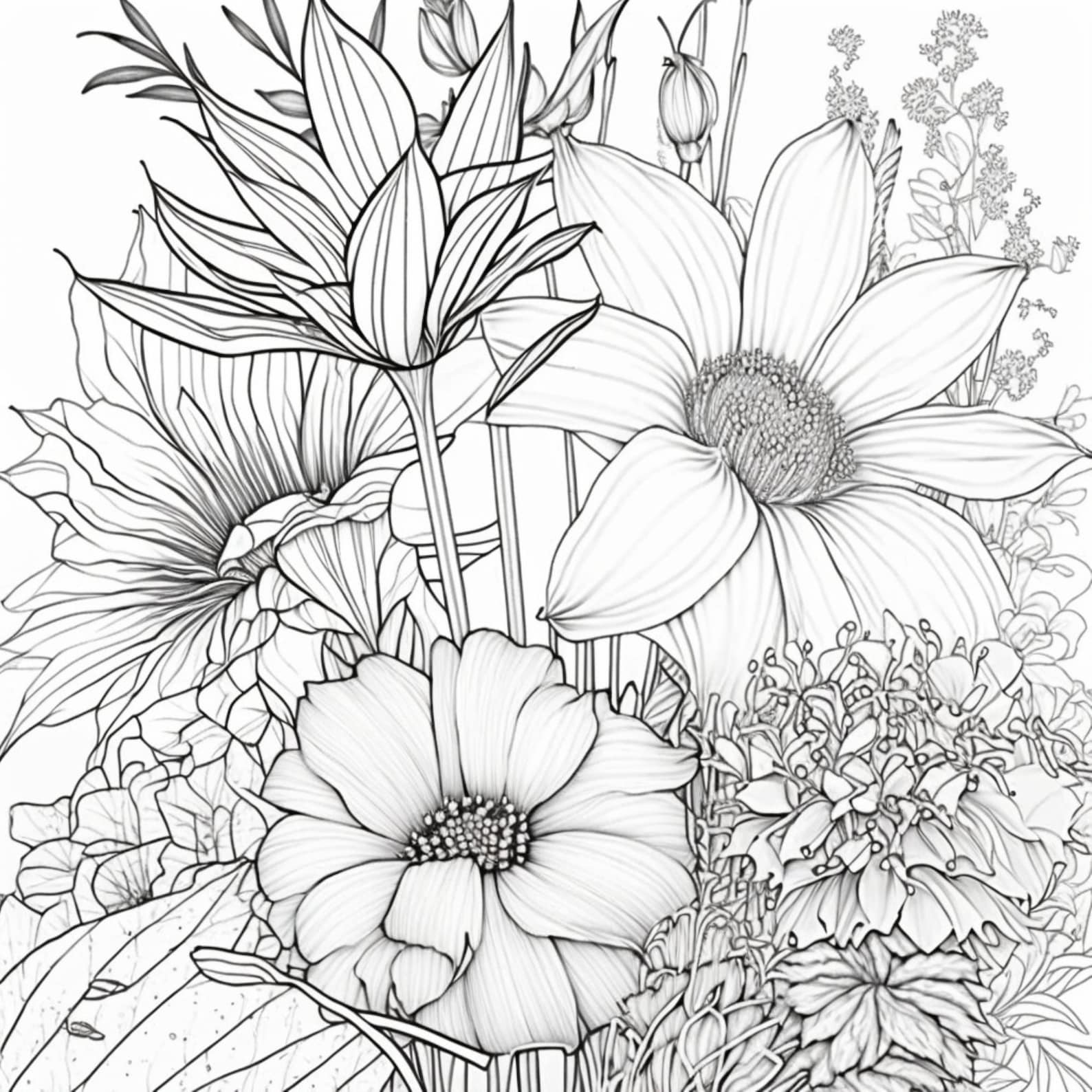Floral 7- Coloring Pages (5) - Etsy