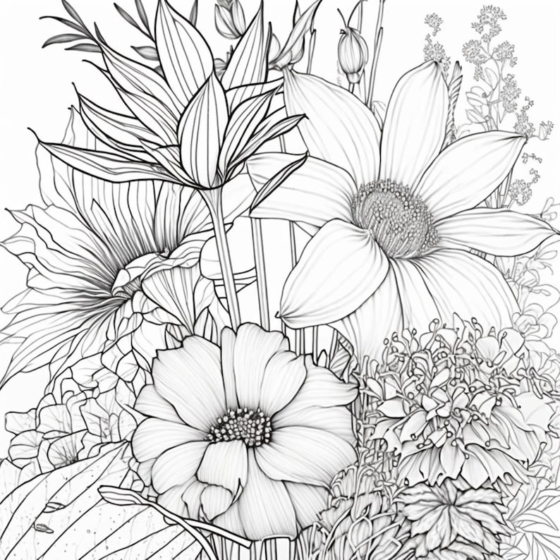 Floral 7- Coloring Pages (5) - Etsy