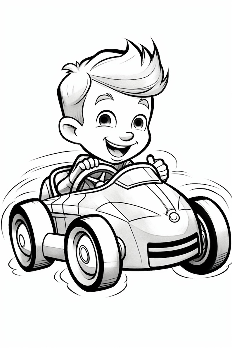 Race Car 2- Coloring Pages (5) - Etsy
