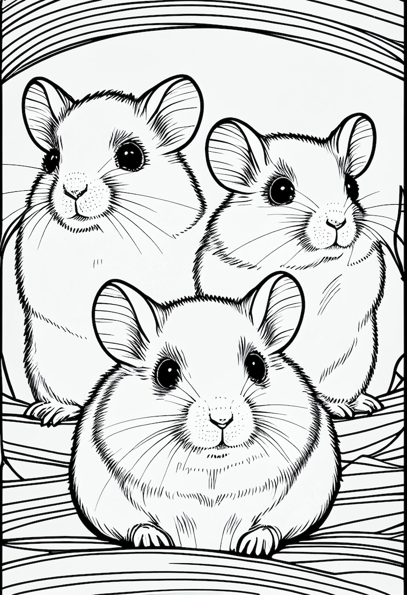 Hamster- Coloring Pages (5) - Etsy