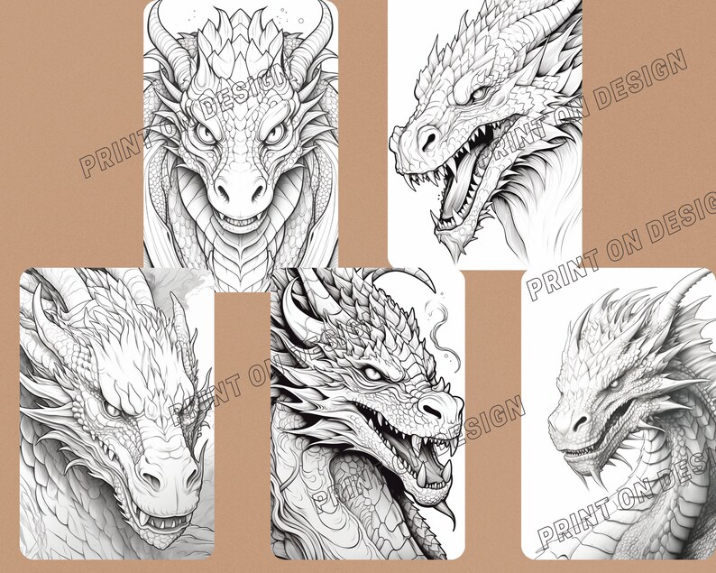 Dragon 8- Coloring Pages (5) - Etsy