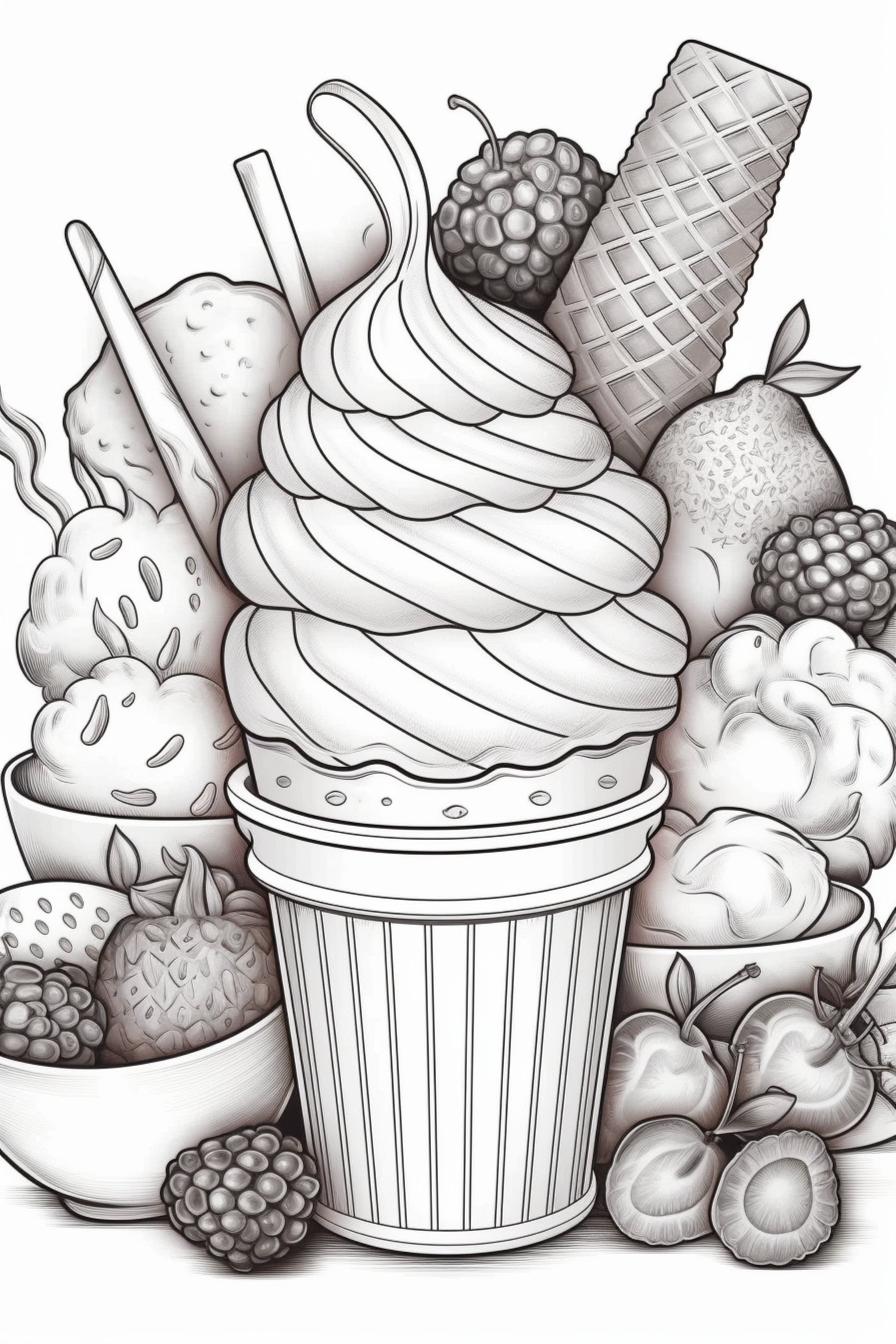 Ice Cream 2- Coloring Pages (5) - Etsy