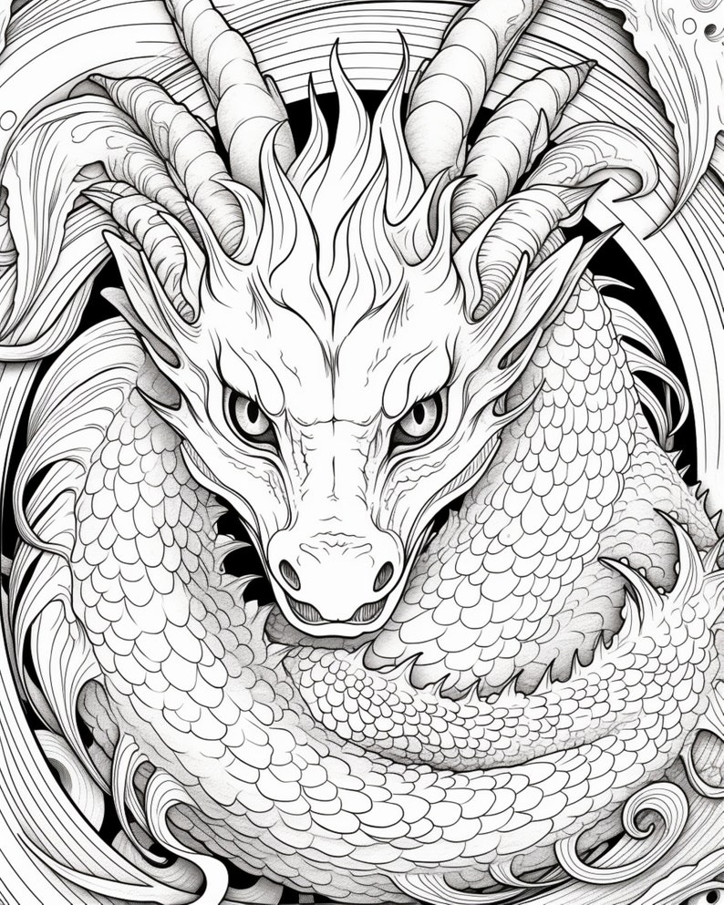 Dragon 6- Coloring Pages (5) - Etsy