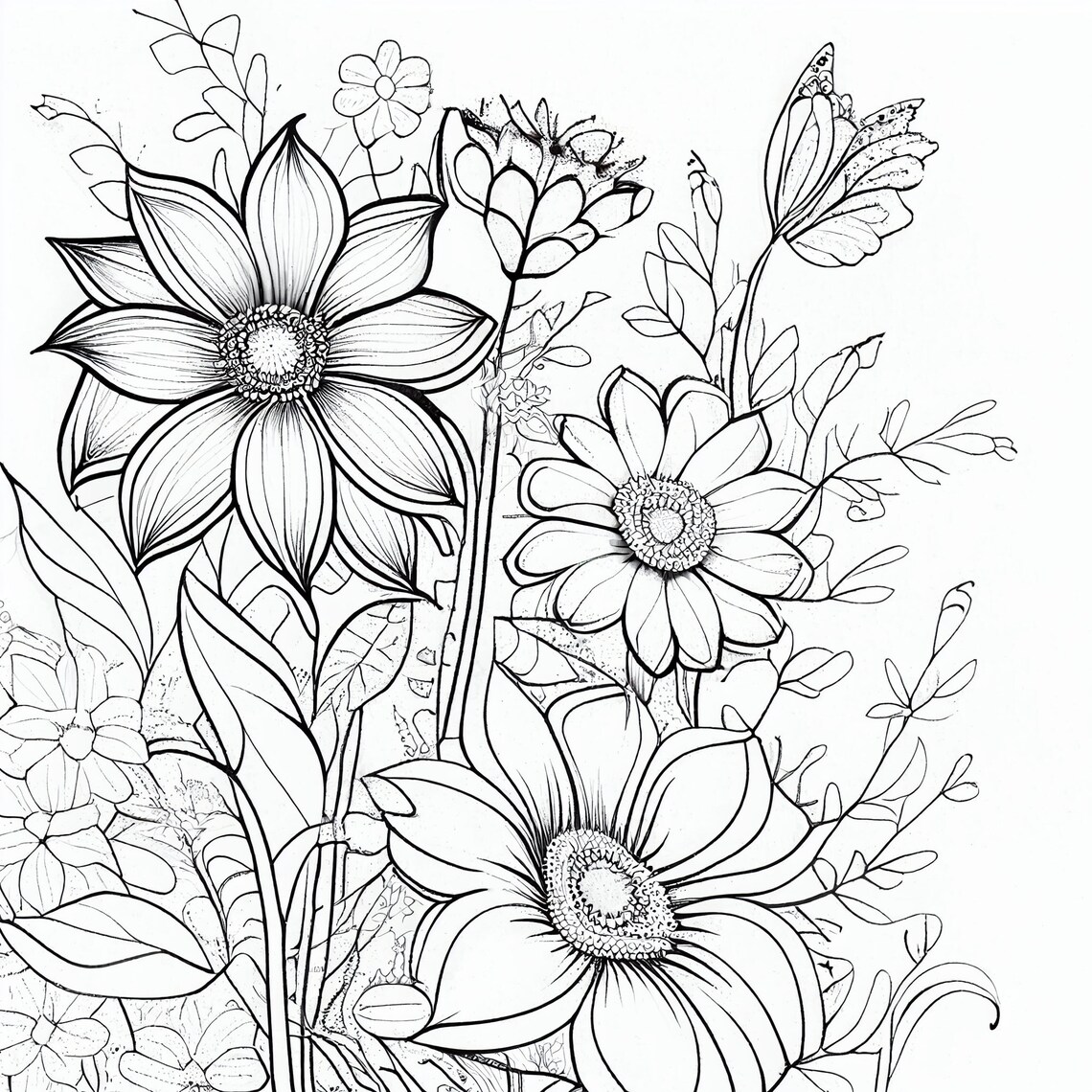 Floral 7- Coloring Pages (5) - Etsy