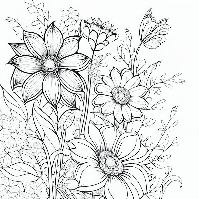 Floral 7- Coloring Pages (5) - Etsy