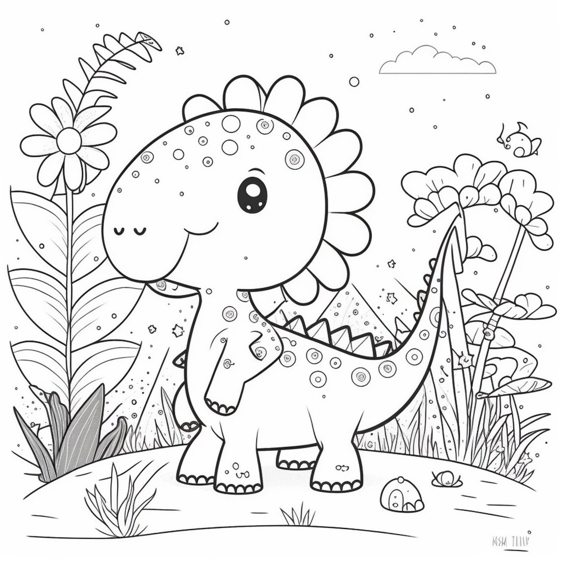 Dinosaur 5- Coloring Pages (4) - Etsy