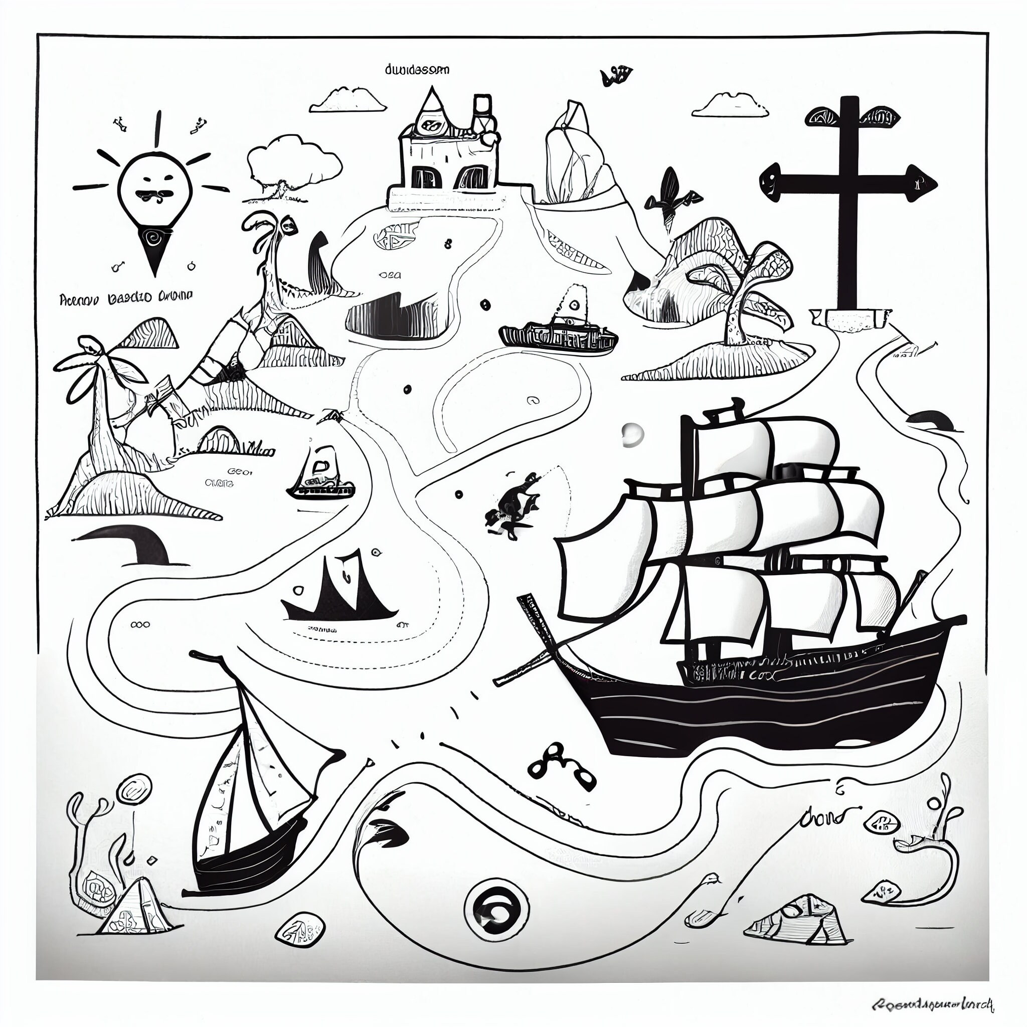 Treasure Map 1- Coloring Pages (5) - Etsy