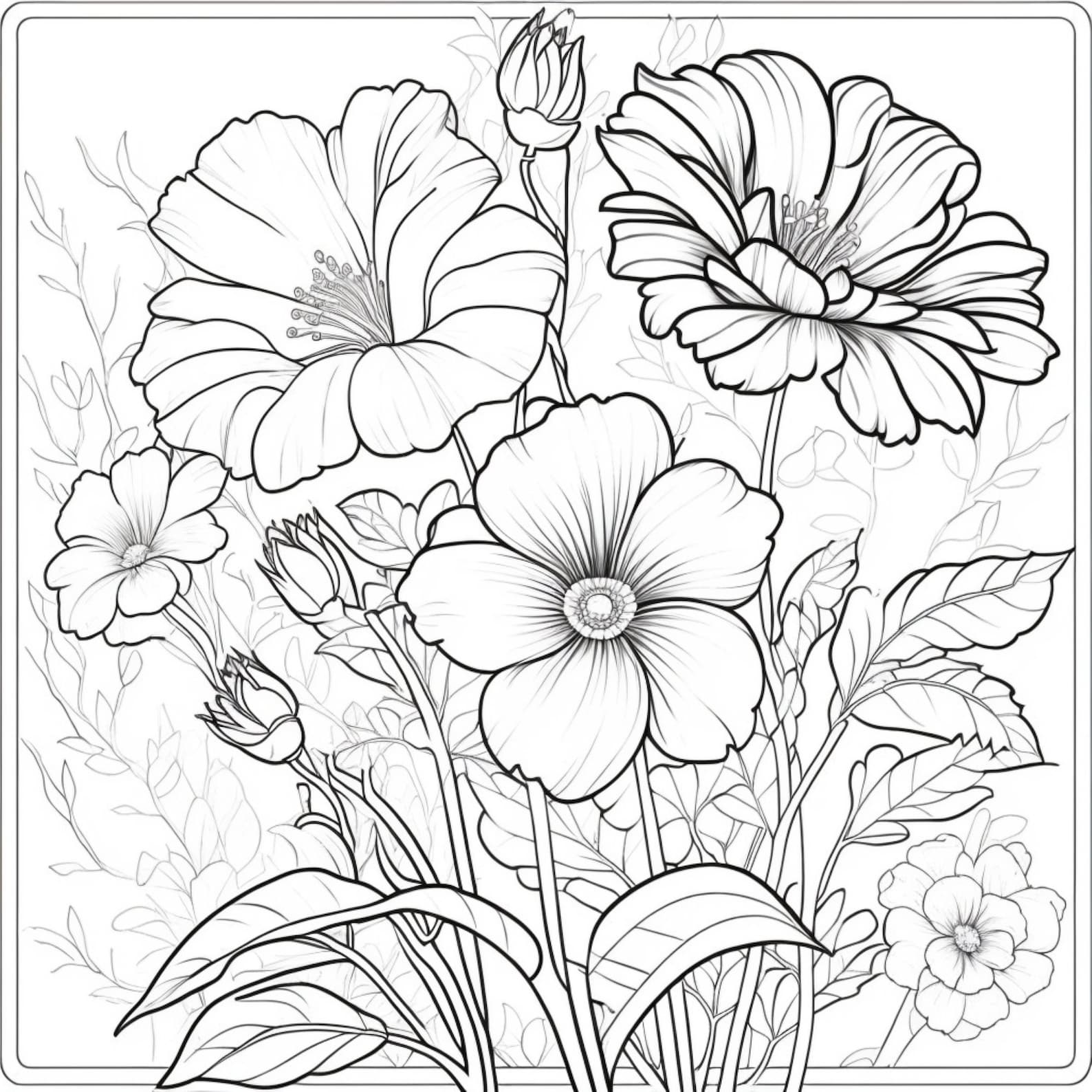 Floral 6- Coloring Pages (5) - Etsy