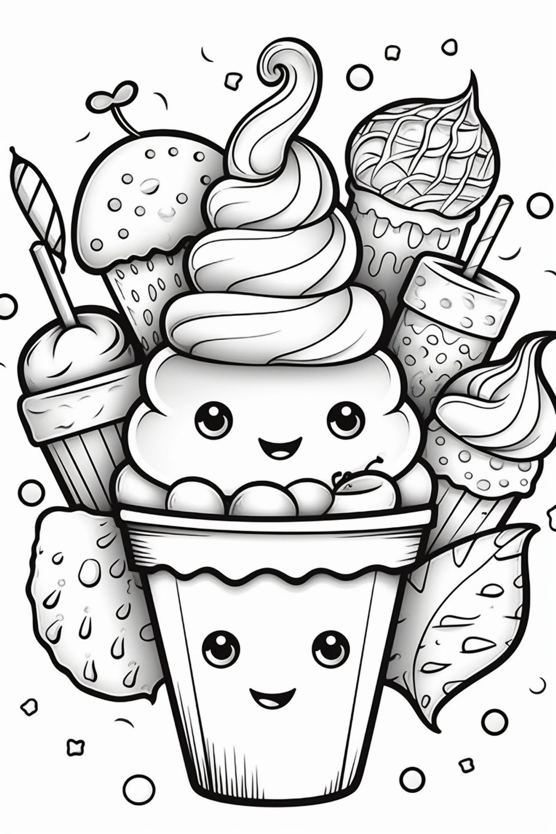 Ice Cream 1- Coloring Pages (5) - Etsy