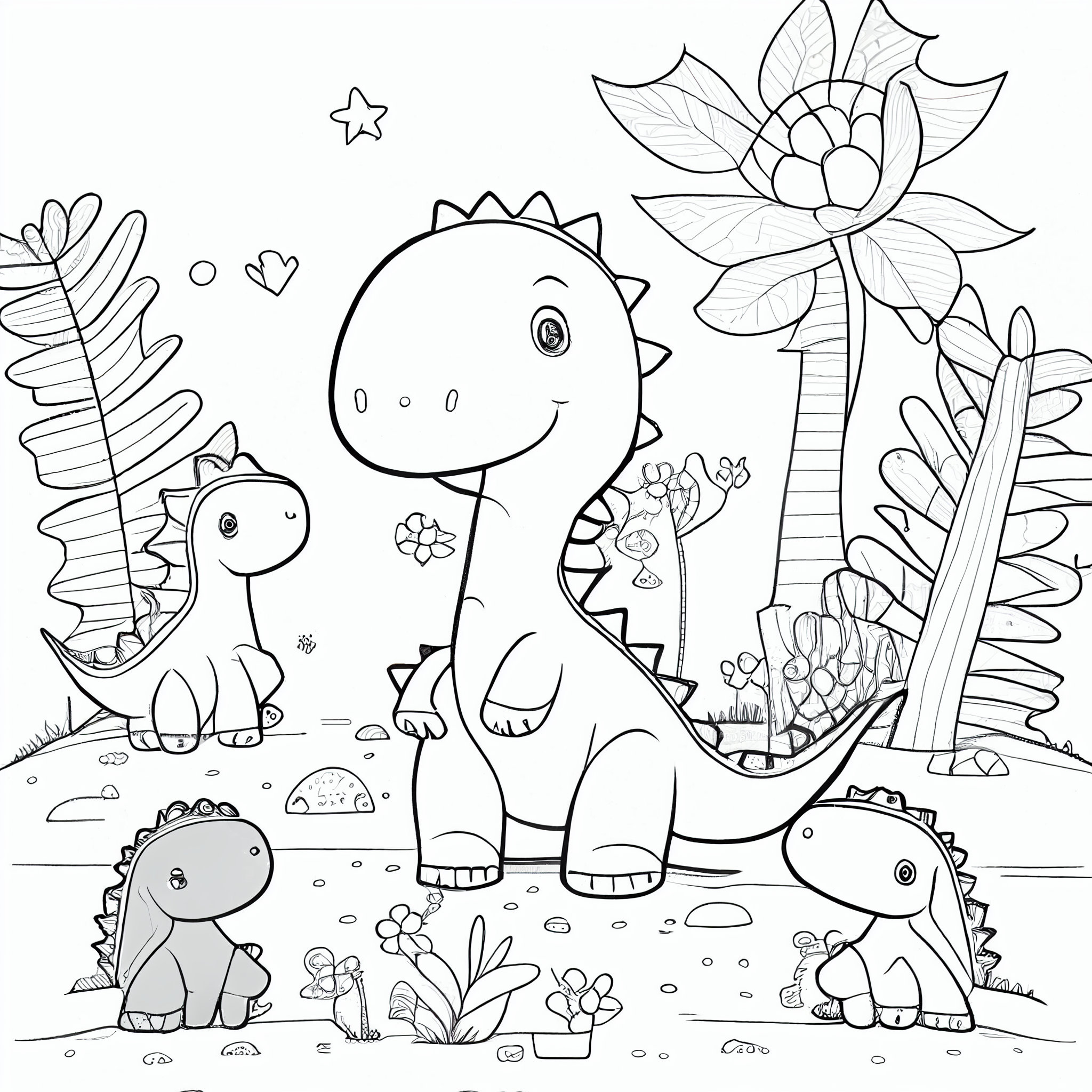 Dinosaur 5- Coloring Pages (4) - Etsy