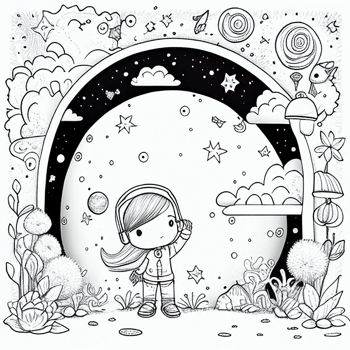 Outer Space 2- Coloring Pages (5) - Etsy