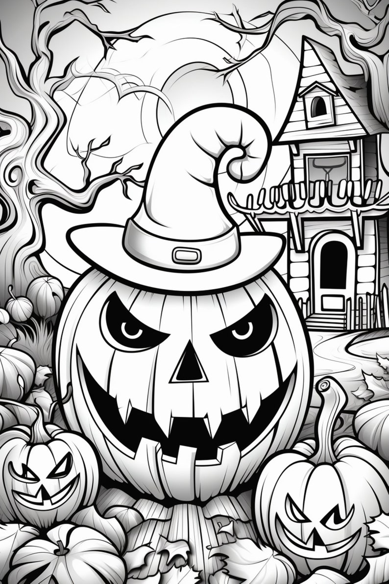 Halloween 12 Coloring Pages 5 - Etsy
