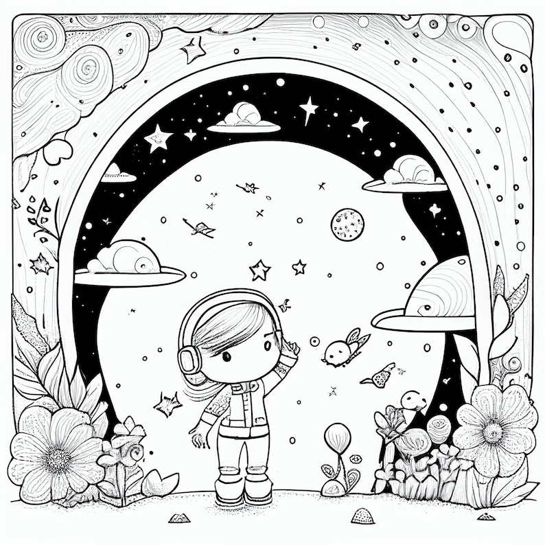 Outer Space 4- Coloring Pages (4) - Etsy