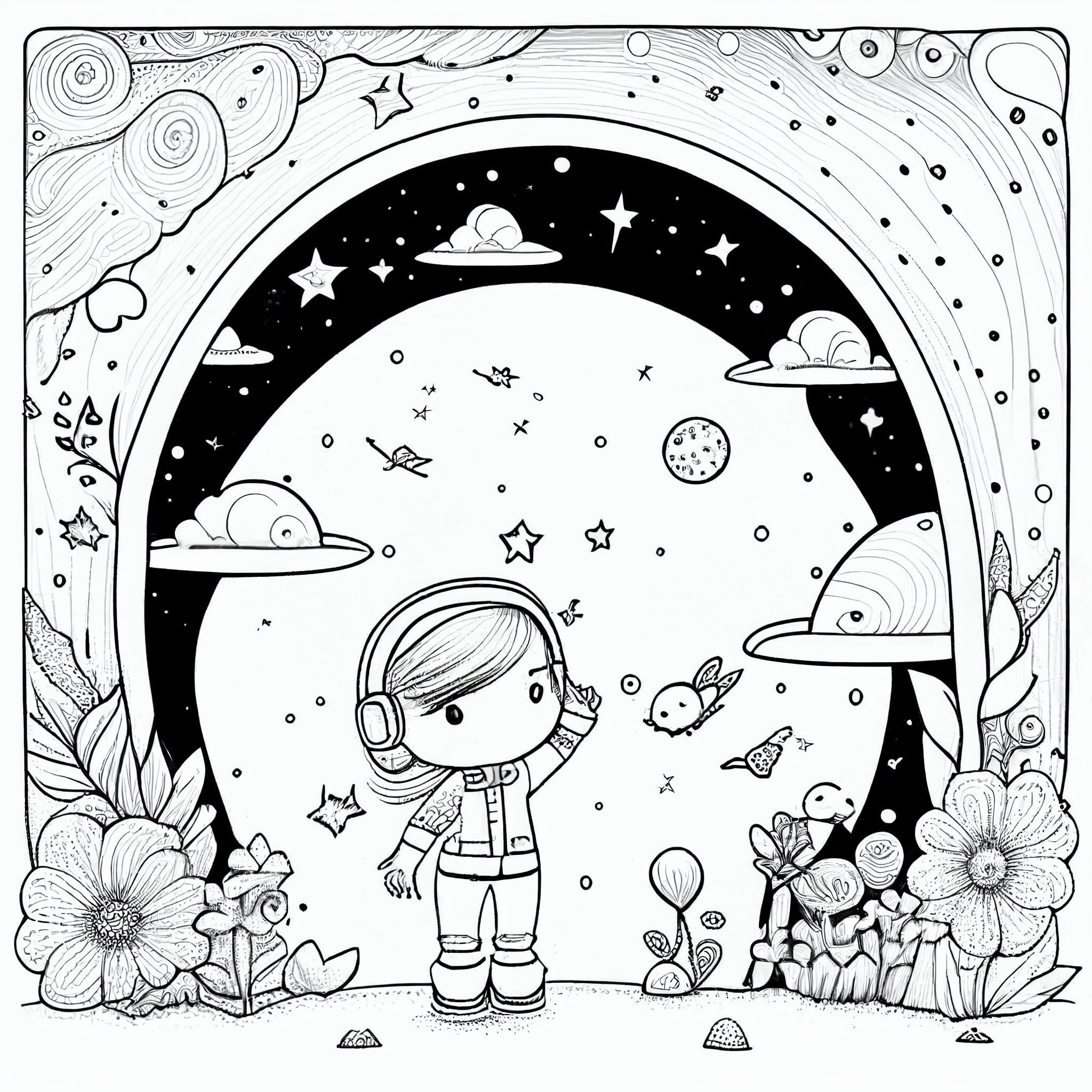 Outer Space 4- Coloring Pages (4) - Etsy