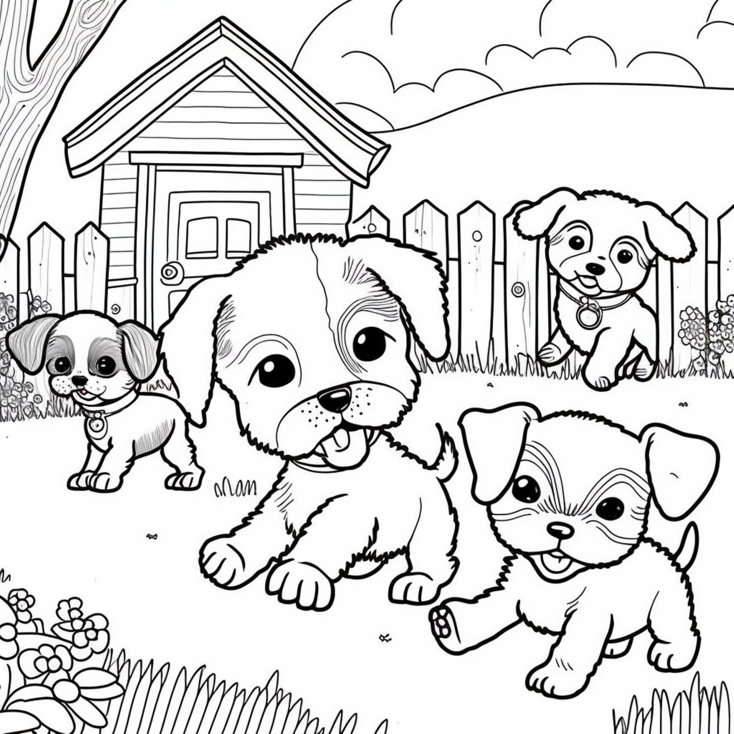 Dogs 4- Coloring Pages (5) - Etsy