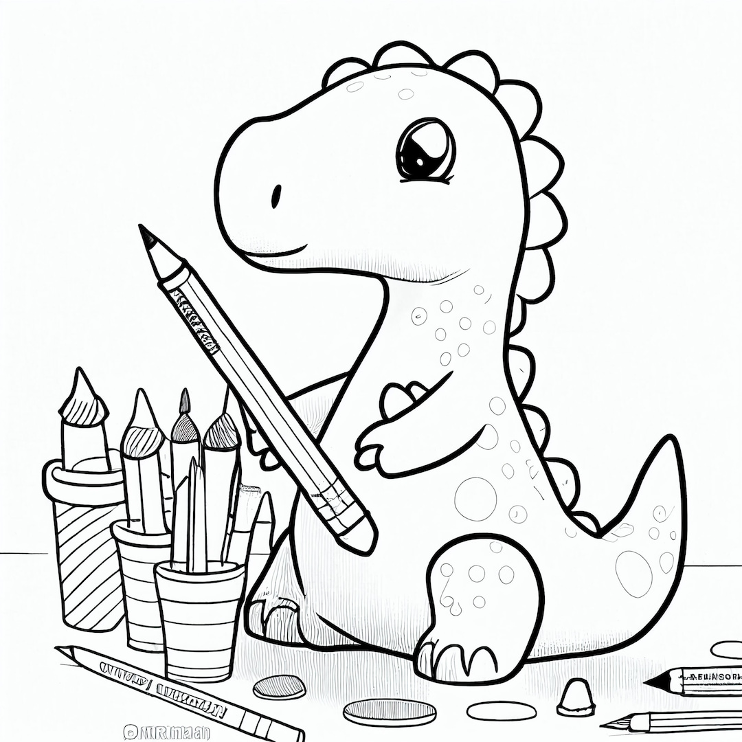 Dinosaur 5- Coloring Pages (4) - Etsy