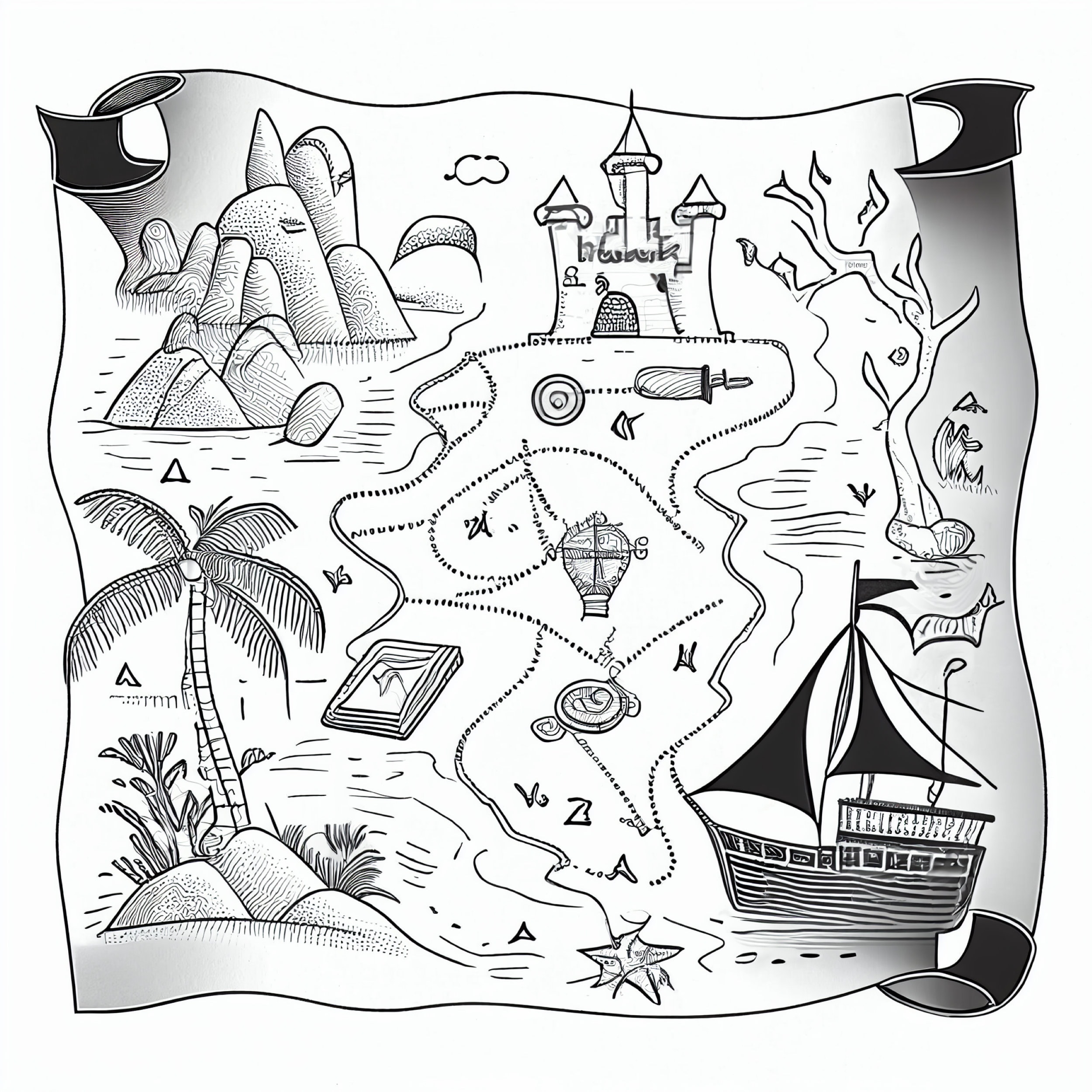 Treasure Map 2- Coloring Pages (5) - Etsy