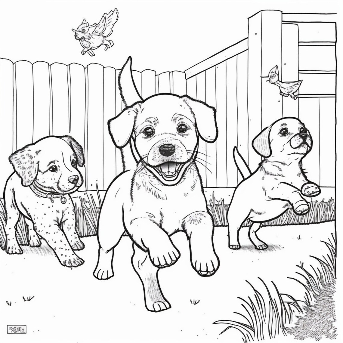 Dogs 4- Coloring Pages (5) - Etsy