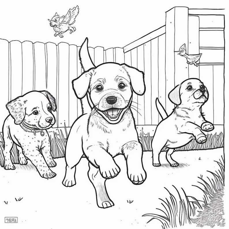 Dogs 4- Coloring Pages (5) - Etsy