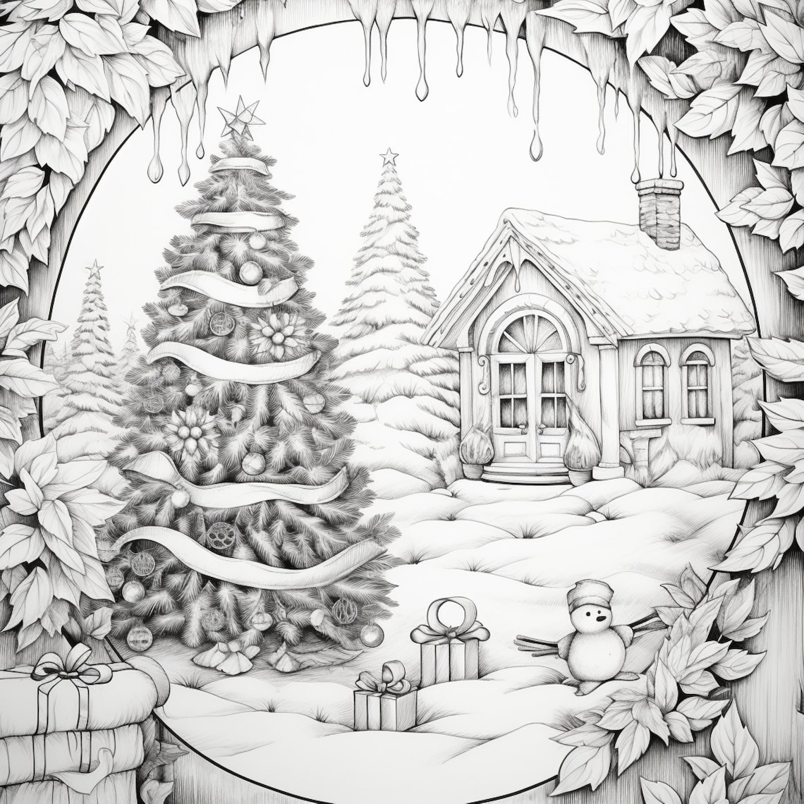 Winter/christmas 3- Coloring Pages (5) - Etsy