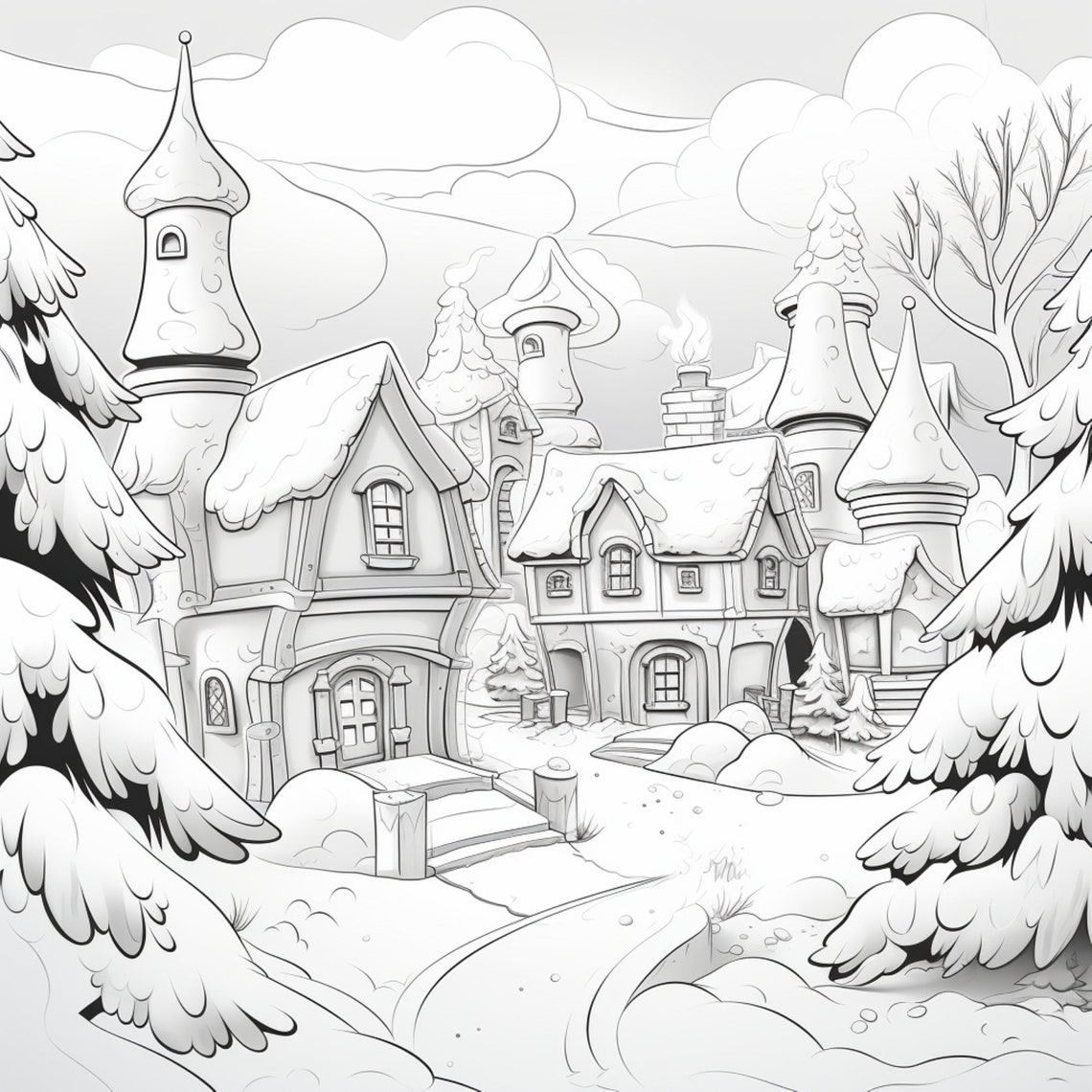 Winter/christmas 2 Coloring Pages 5 (Download Now) - Etsy