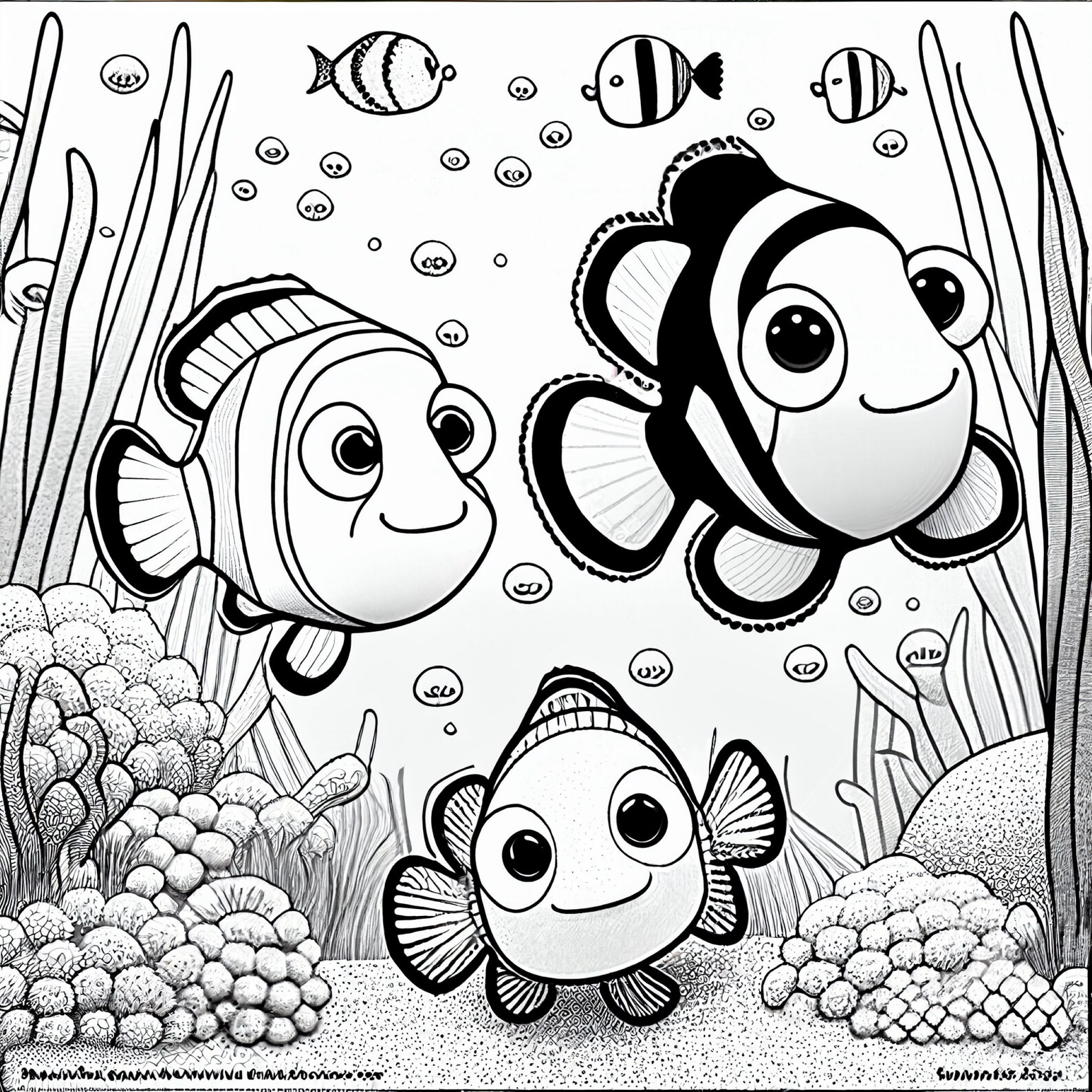 Fish 3- Coloring Pages (5) - Etsy