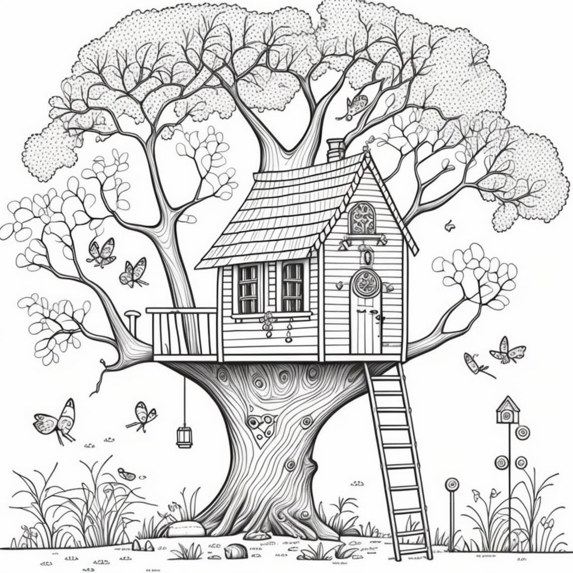 Treehouse 4- Coloring Pages (5) - Etsy