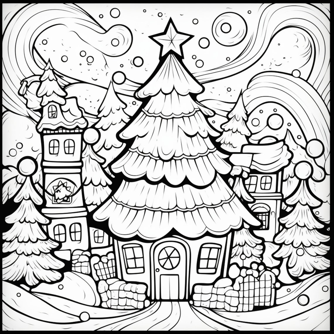 Winter/christmas 8 Coloring Pages 5 - Etsy