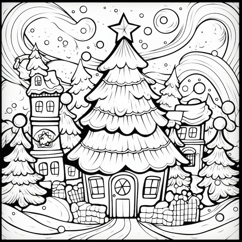 Winter/christmas 8 Coloring Pages 5 - Etsy