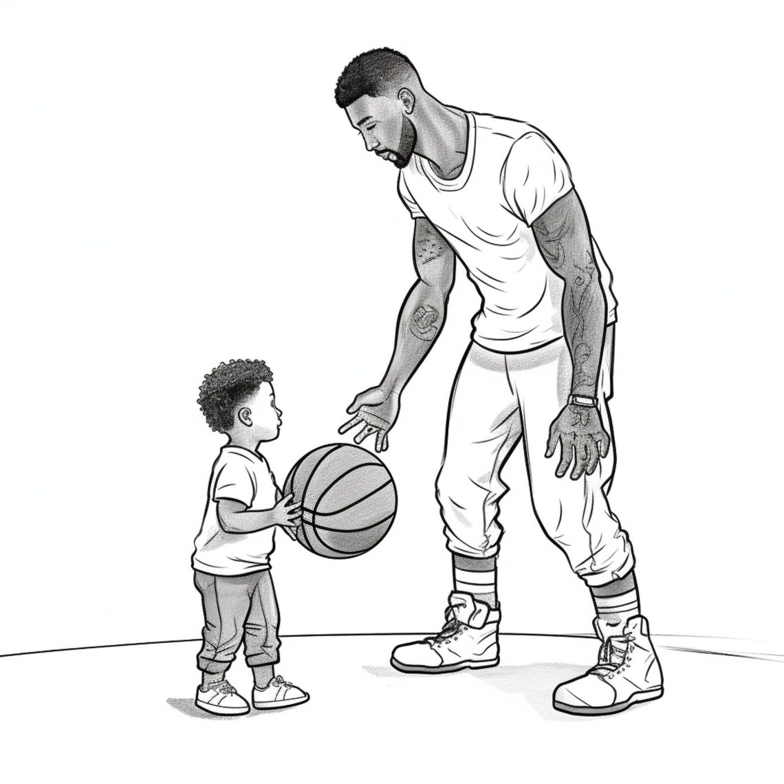 Father and Son Basketball - Coloring Pages (5) - Etsy