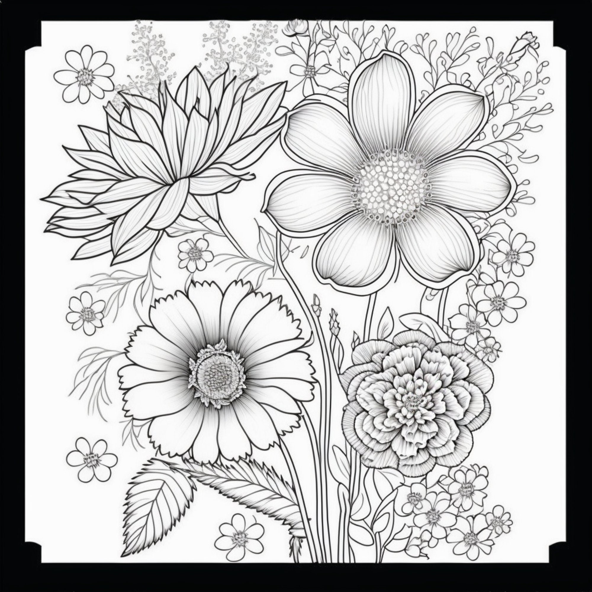 Floral 4- Coloring Pages (5) - Etsy