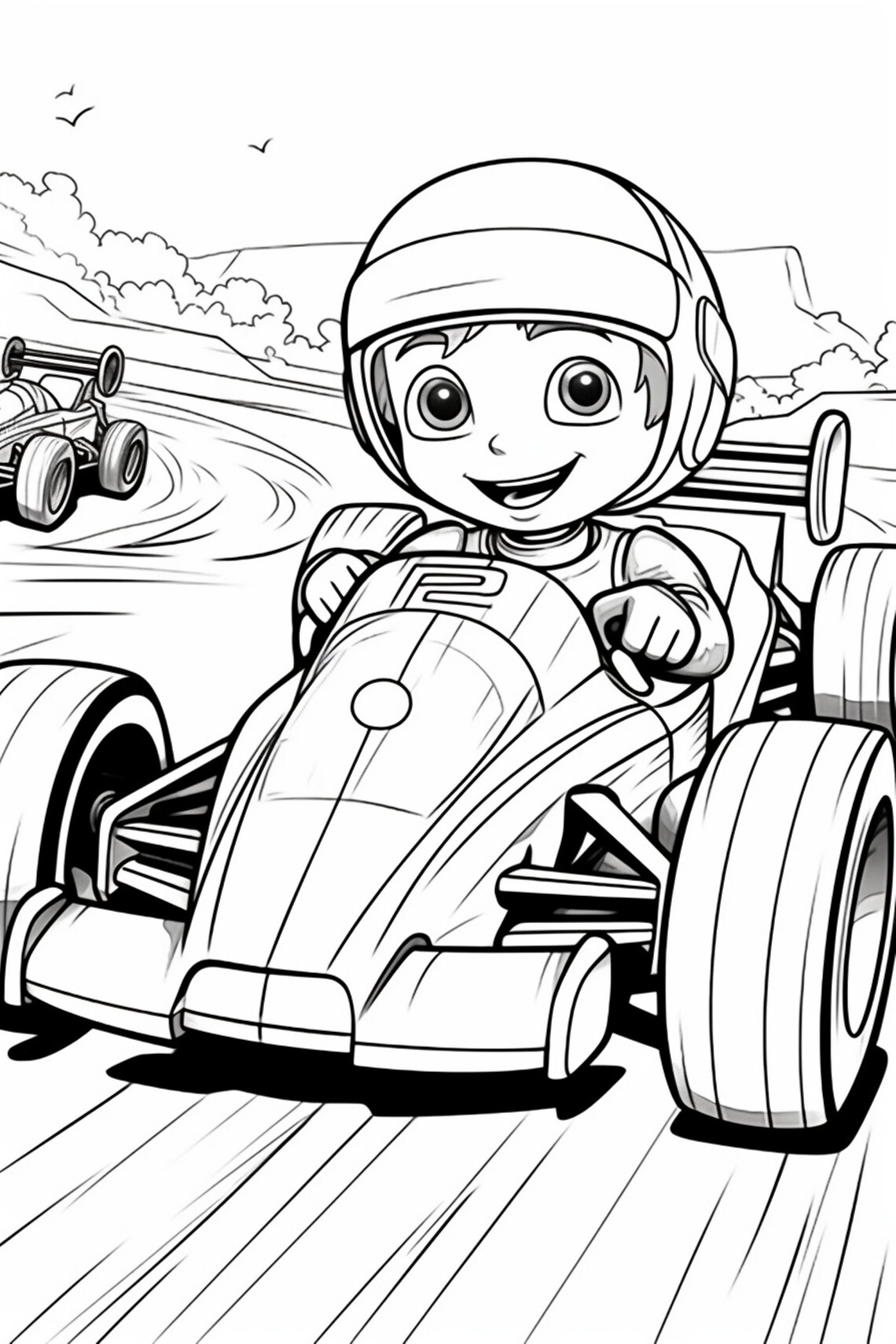 Race Car 2- Coloring Pages (5) - Etsy