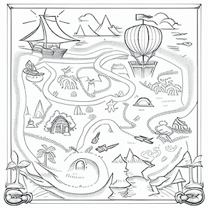 Treasure Map 2- Coloring Pages (5) - Etsy