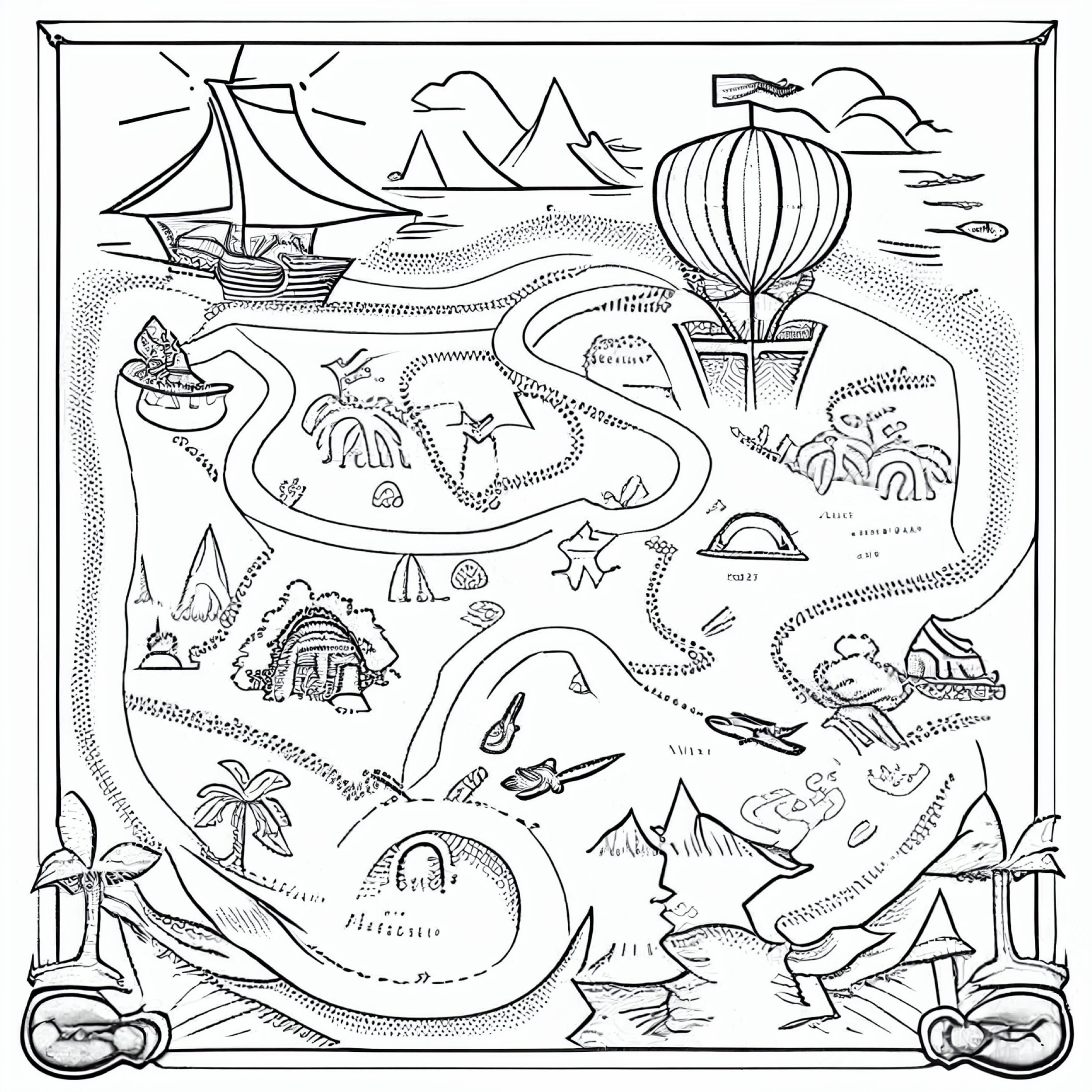 Treasure Map 2- Coloring Pages (5) - Etsy
