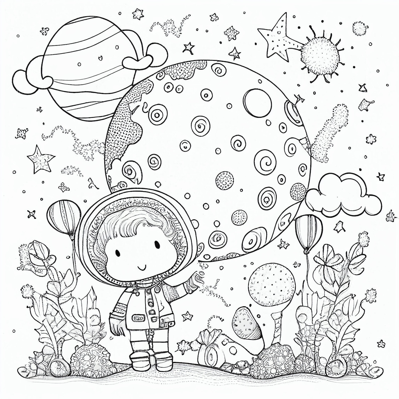 Outer Space 5- Coloring Pages (4) - Etsy