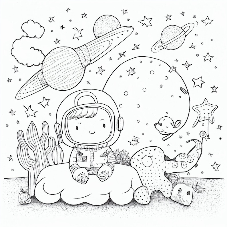 Outer Space 3- Coloring Pages (4) - Etsy