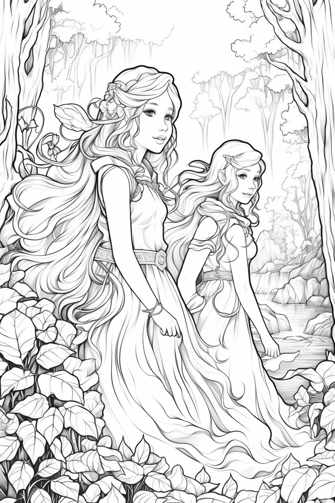 Fairies 2- Coloring Pages (5) - Etsy