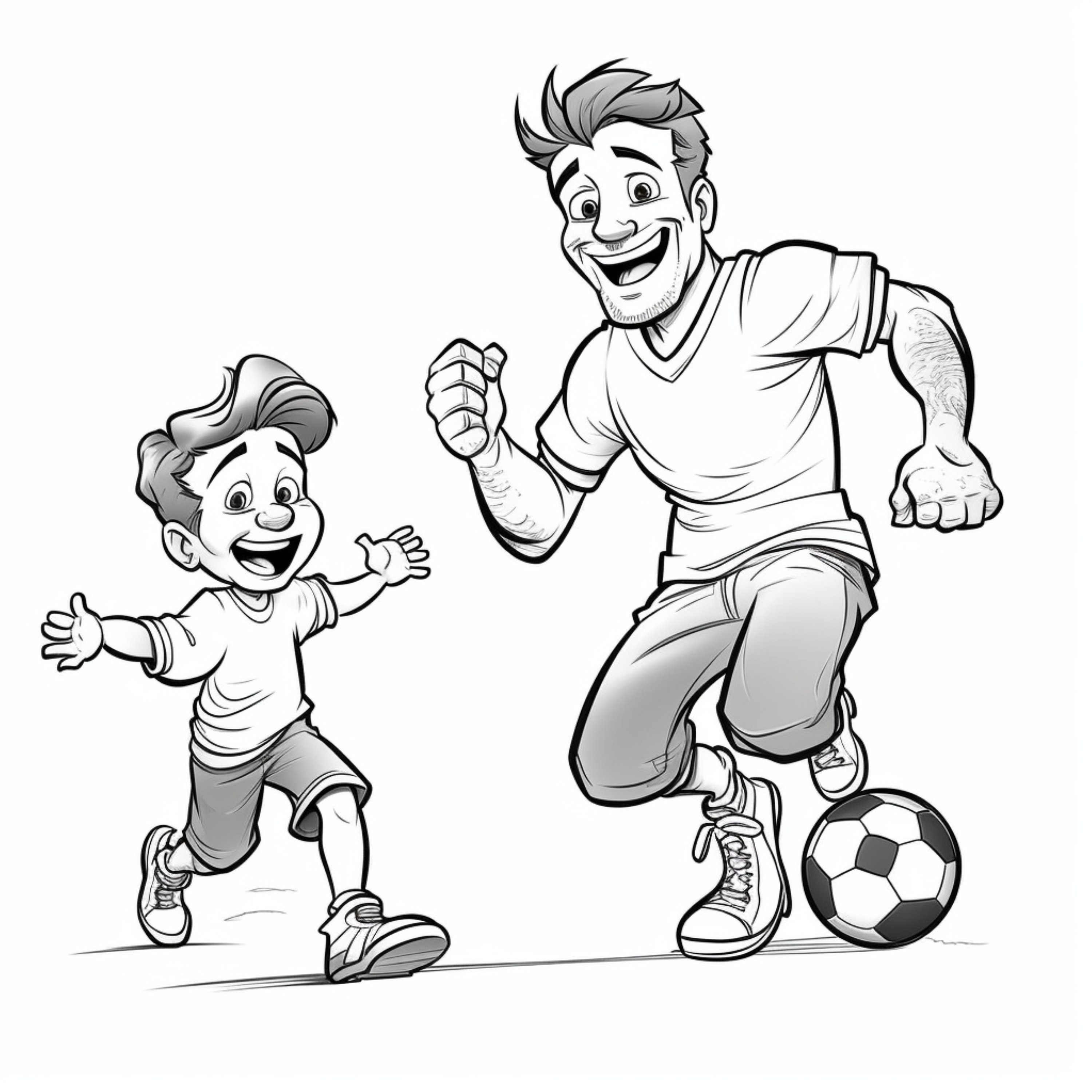Father and Son Soccer - Coloring Pages (5) - Etsy