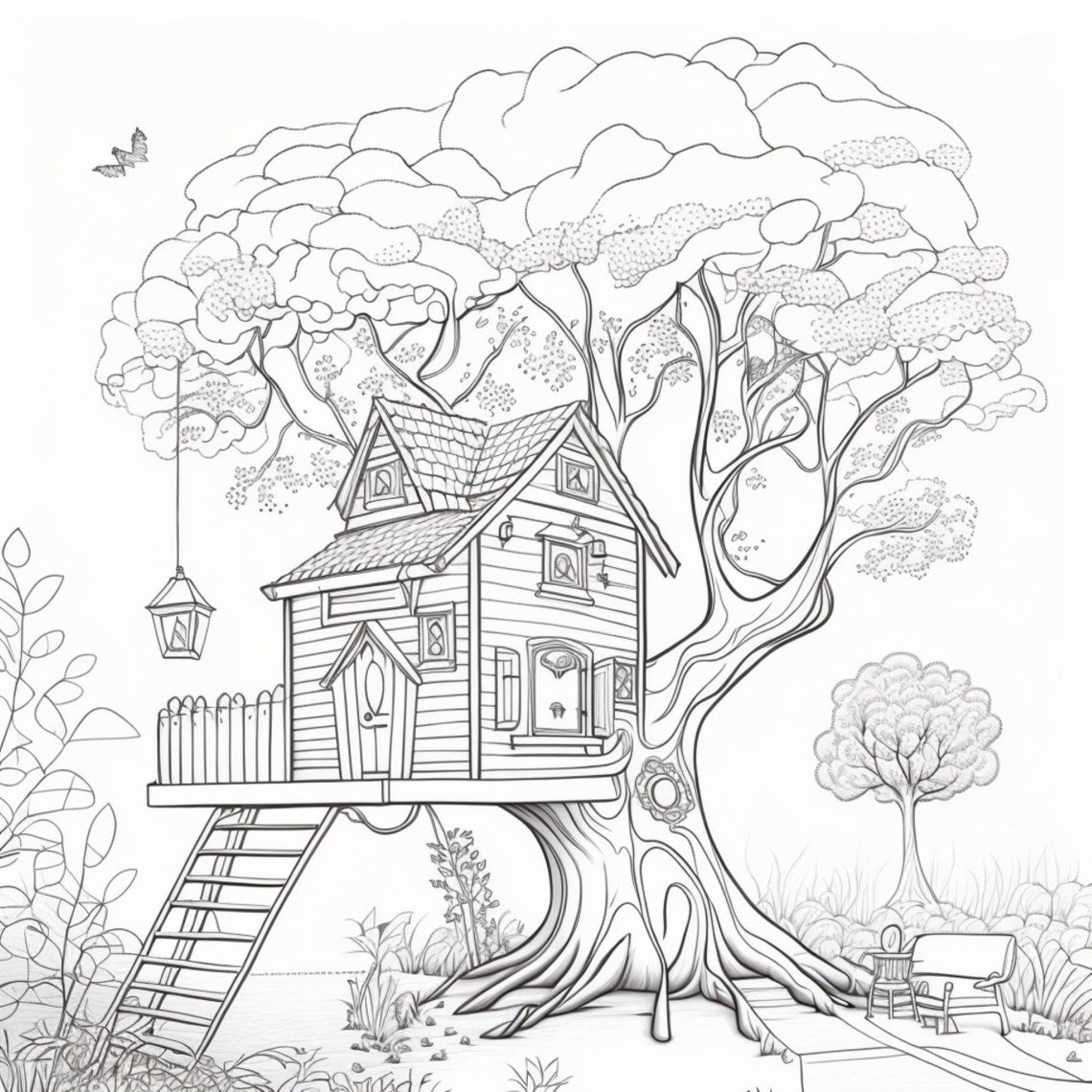 Treehouse 4- Coloring Pages (5) - Etsy