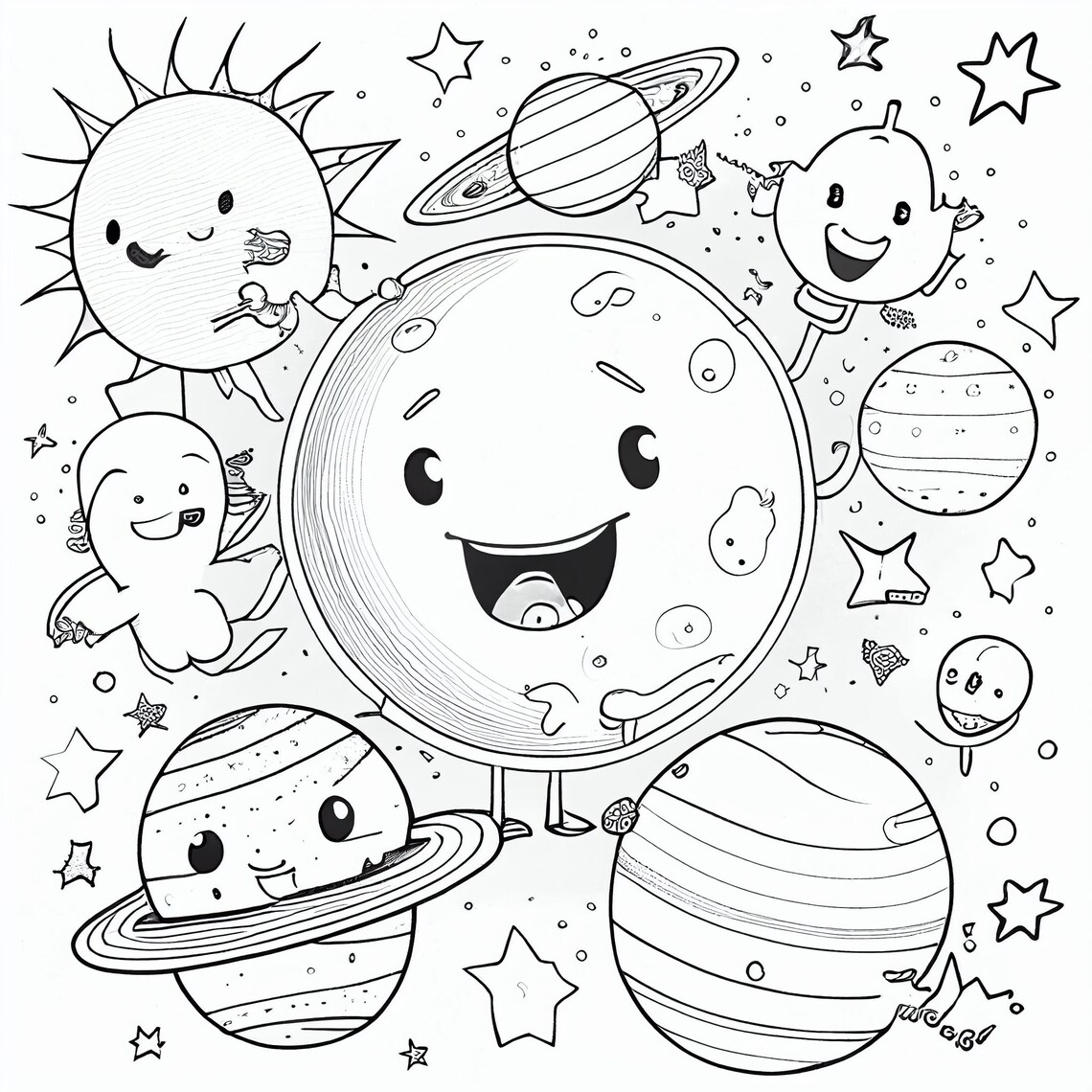 Outer Space 1- Coloring Pages (4) - Etsy