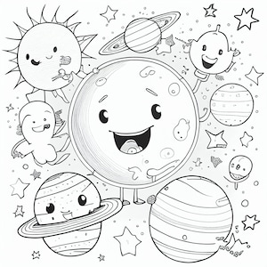 Outer Space 1- Coloring Pages (4) - Etsy