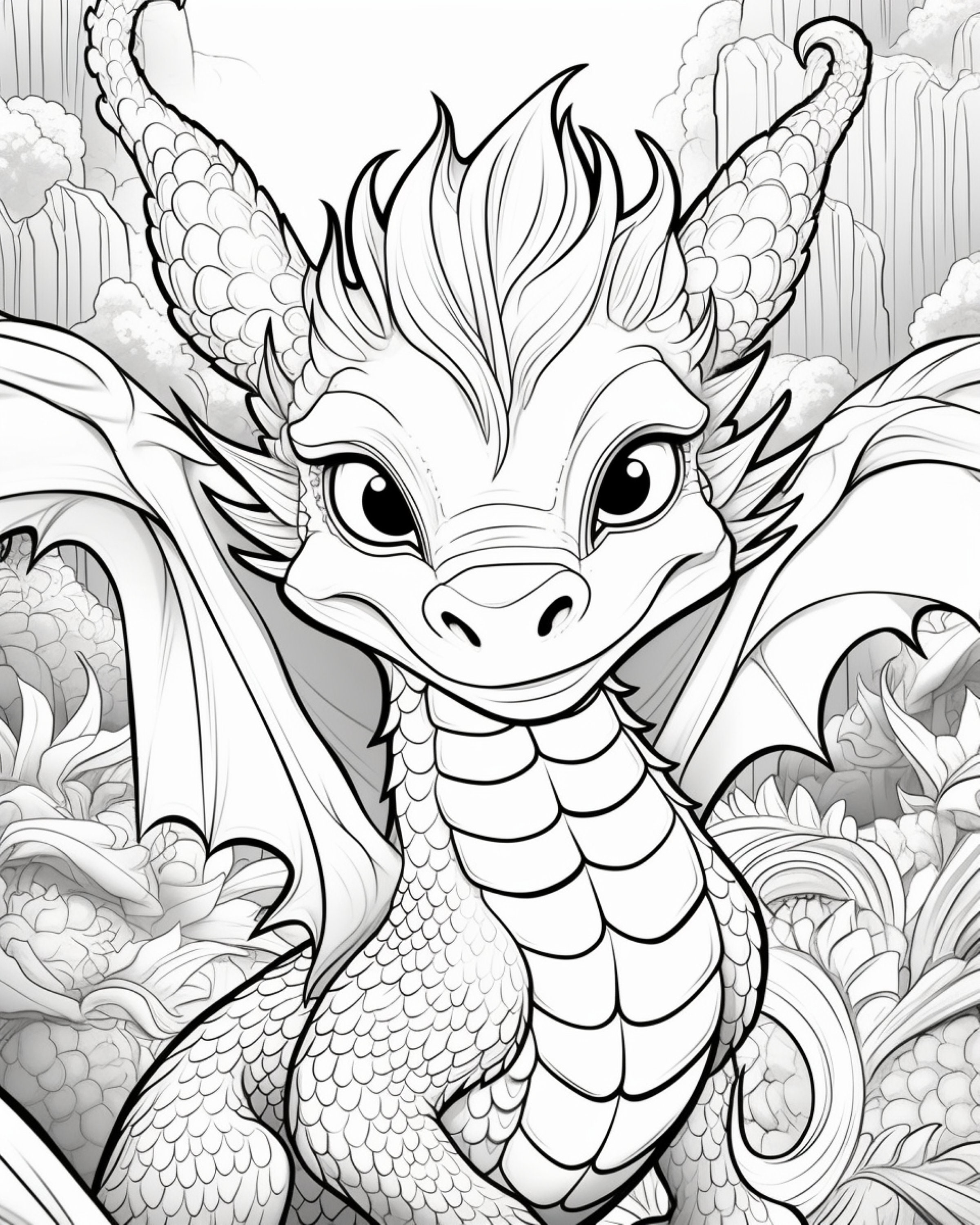 Fantasy Dragon Coloring Pages for Adults – Detailed Mythical Creature ...