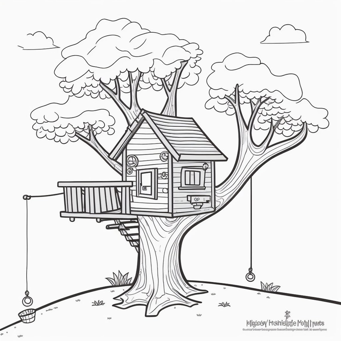 Treehouse 3- Coloring Pages (5) - Etsy