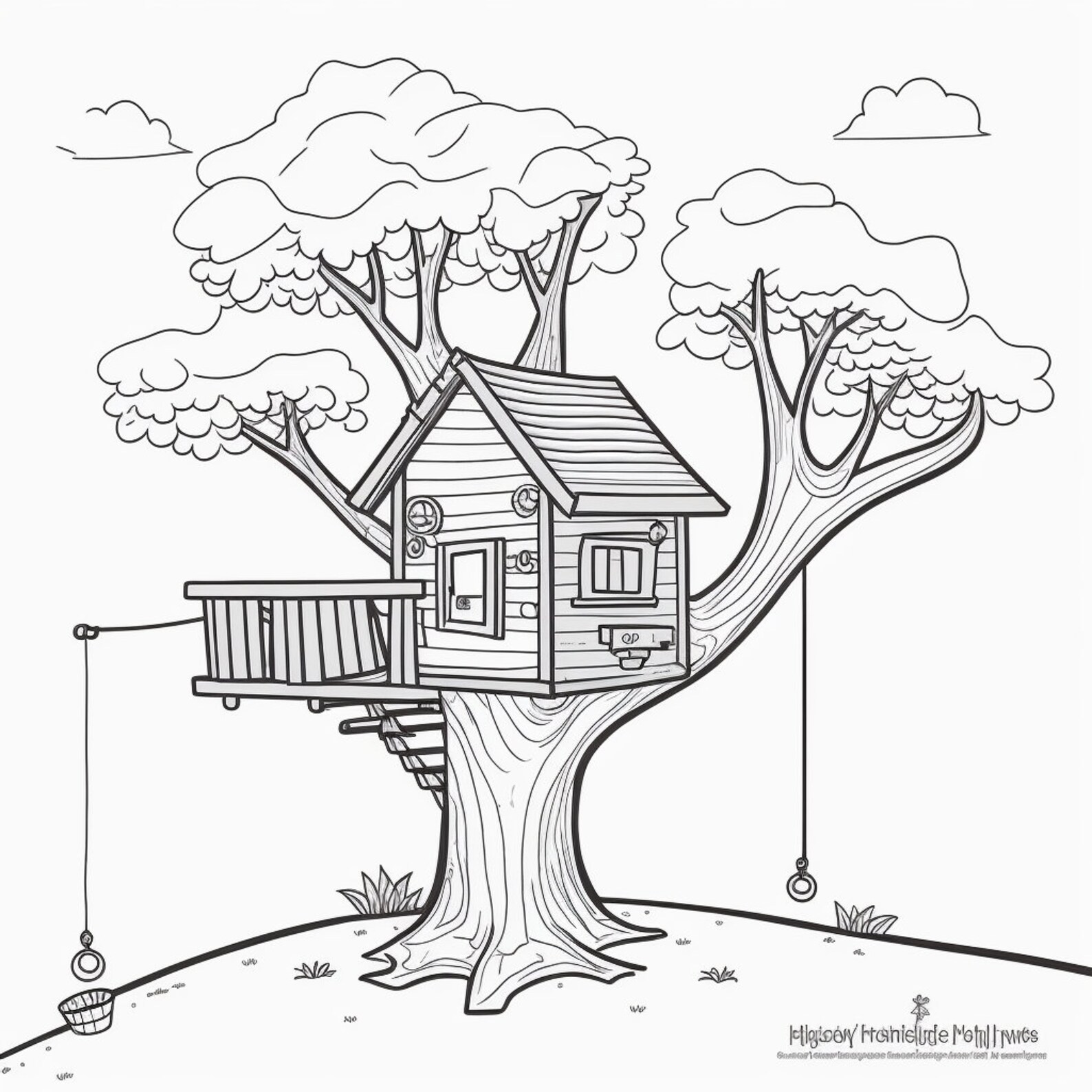 Treehouse 3- Coloring Pages (5) - Etsy