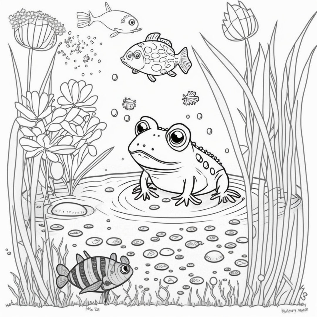 Frog 2- Coloring Pages (5) - Etsy