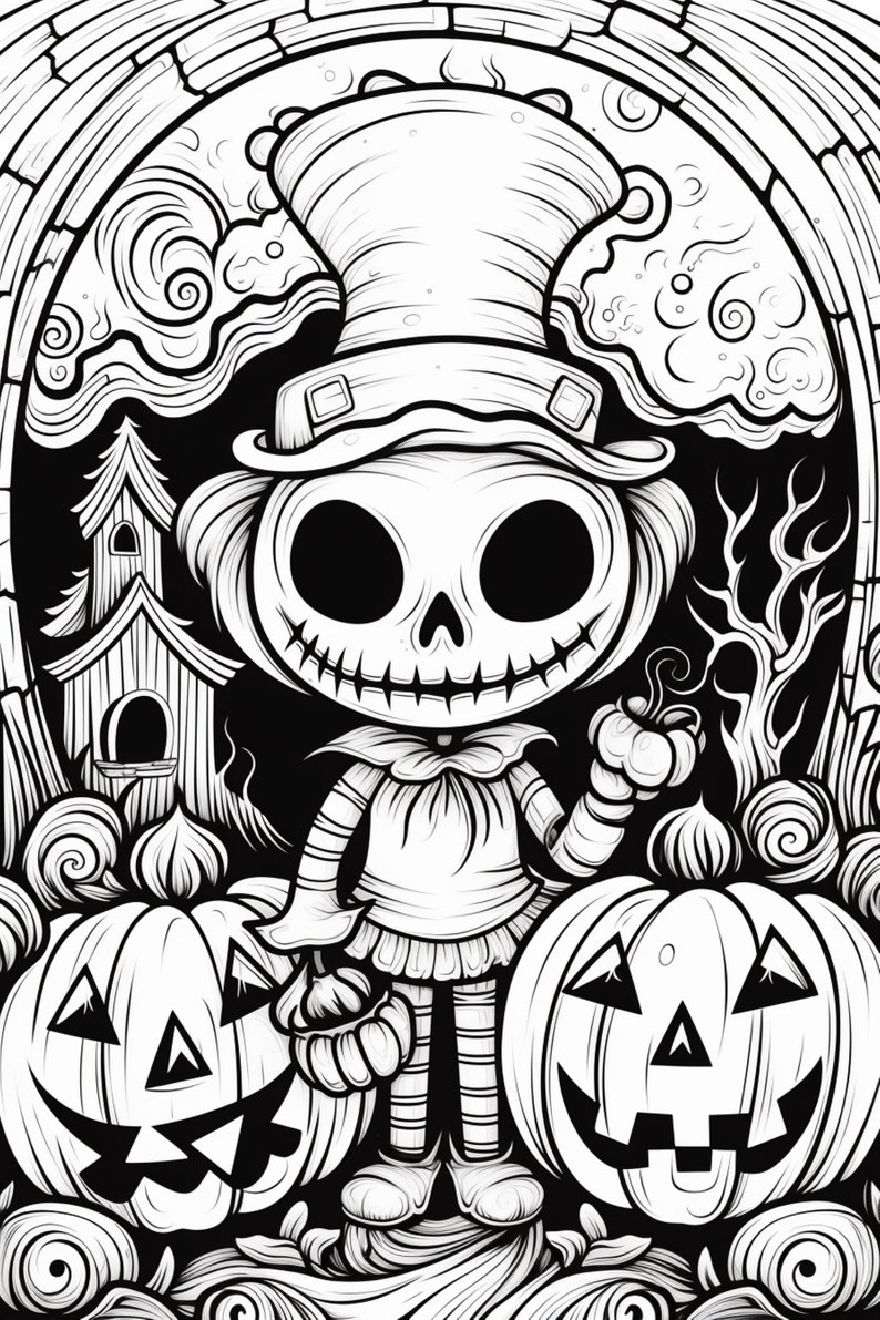 Halloween 12 Coloring Pages 5 - Etsy