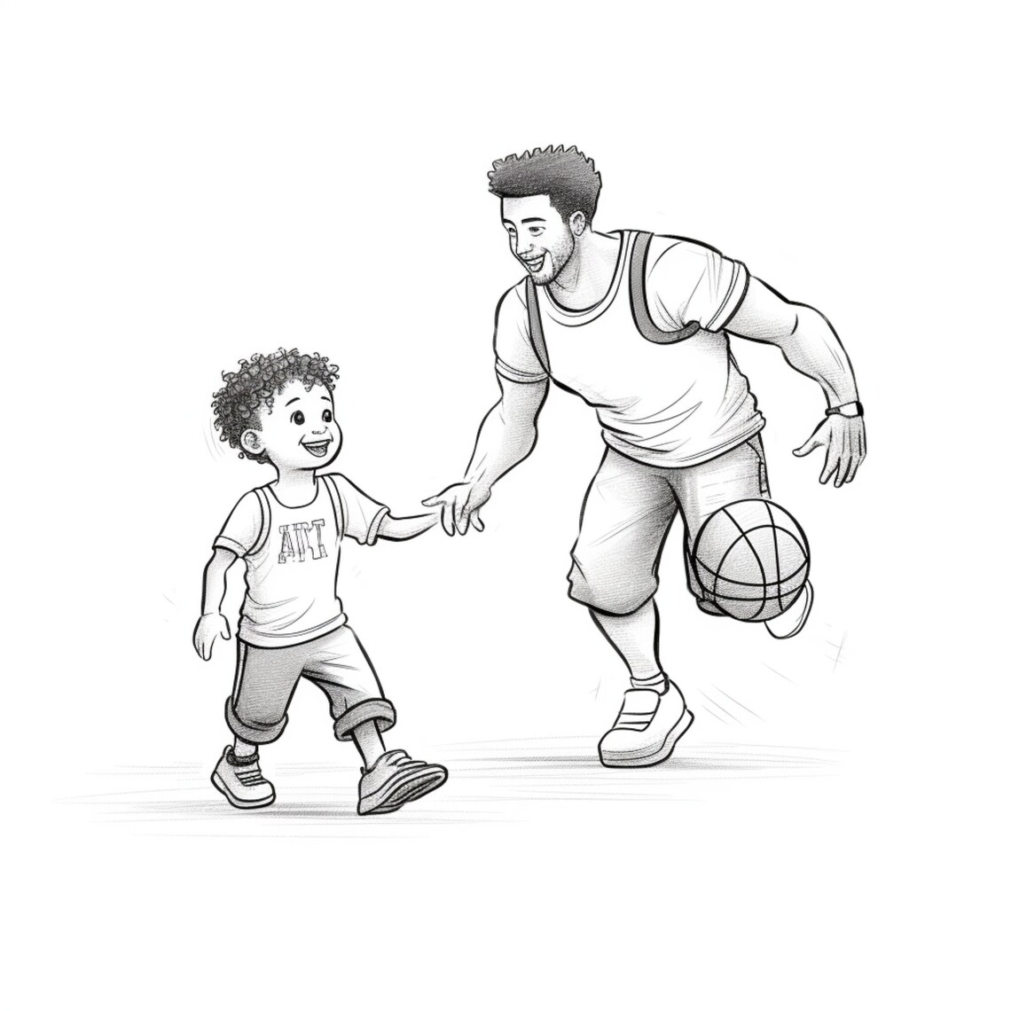 Father and Son Basketball - Coloring Pages (5) - Etsy