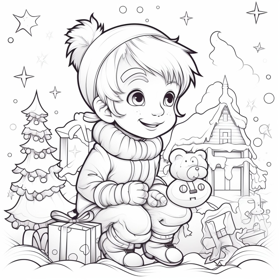 Winter/christmas 5 Coloring Pages 5 - Etsy